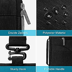 MOSISO Laptop Shoulder Bag Compatible with MacBook Air/Pro,13-13.3 inch Notebook,Compatible with MacBook Pro 14 2023-2021 A2779 M2 A2442 M1, Polyester Briefcase Sleeve with Side Handle, Black