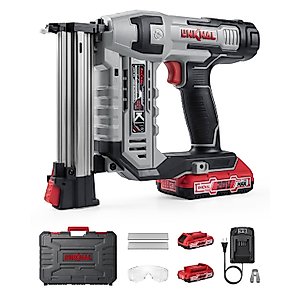 Electric Nail Gun, LINKNAL Cordless Brad Nailer Battery Powered,18 Gauge, 2×20V MAX Li-ion Batteries, Charger and 1000 Nails Included (L820-BN)