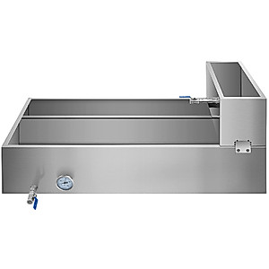 VBENLEM Maple Syrup Evaporator Pan 48x24x19 Inch Stainless Steel Maple Syrup Boiling Pan with Valve and Thermometer and Divided Pan and Feed Pan