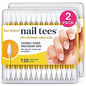 Fran Wilson NAIL TEES COTTON TIPS 120 Count (2 PACK) - The Ultimate Nail Tool, Multi-Purpose Double-sided Swabs with Pointed Ends for Precise Touch-ups and the Perfect At-Home Manicure & Pedicure