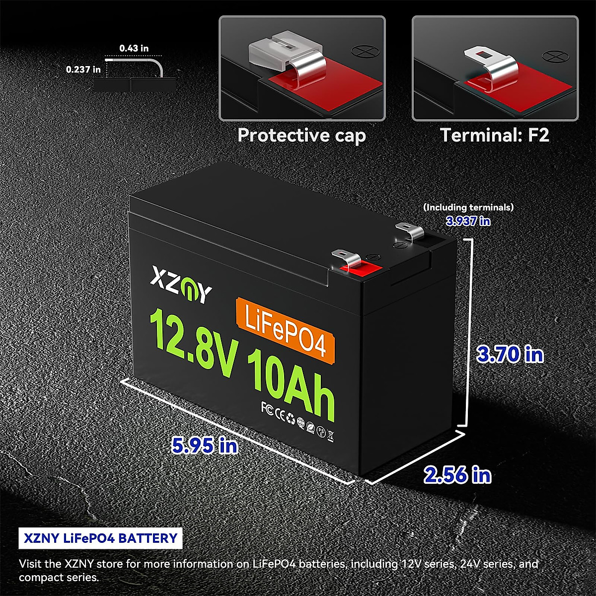 XZNY 12V 10Ah LiFePO4 Battery, 4000+ Cycles 12 Volt 10Ah Lithium Battery Built-in 10A BMS, 12V Battery Perfect for UPS Battery Backup, Replacement SLA, Ham Radio, Deer Feeder, Lighting, Solar Projects