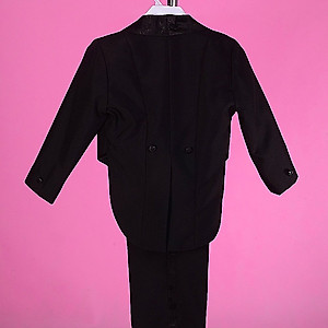 Dressy Daisy Baby Boy Tuxedo Black Suit 5 Pieces Set Formal Wear Wedding Outfit Size 18-24 Months, with Red Cummerbund