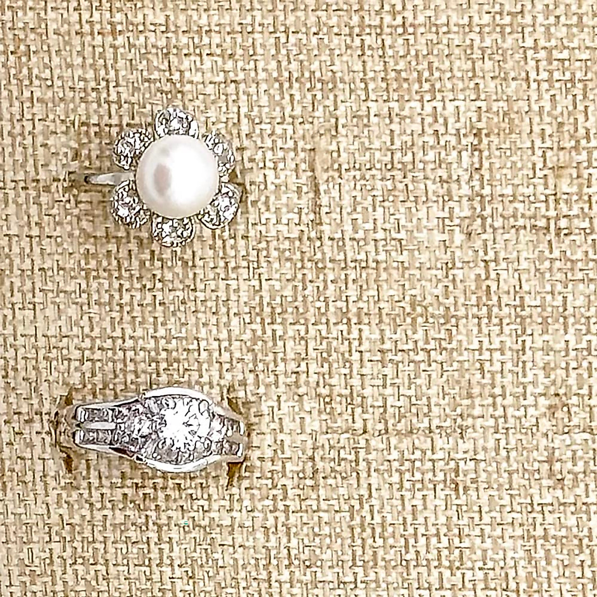 6-Pack Jewelry Display Foam Pad, Tray Insert - 72 Rings Holder Slots - Beige Burlap (14x7 Full Size) by TheDisplayGuys