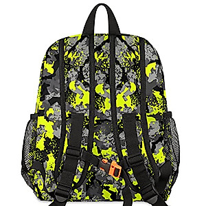 cfpolar Yellow Monster Trucks Car Kids Backpacks for Boys, Cute Toddler Backpack Preschool Kindergarten Elementary School Backpack Lightweight Mini Shoulder Bookbag Casual Daypack with Chest Strap