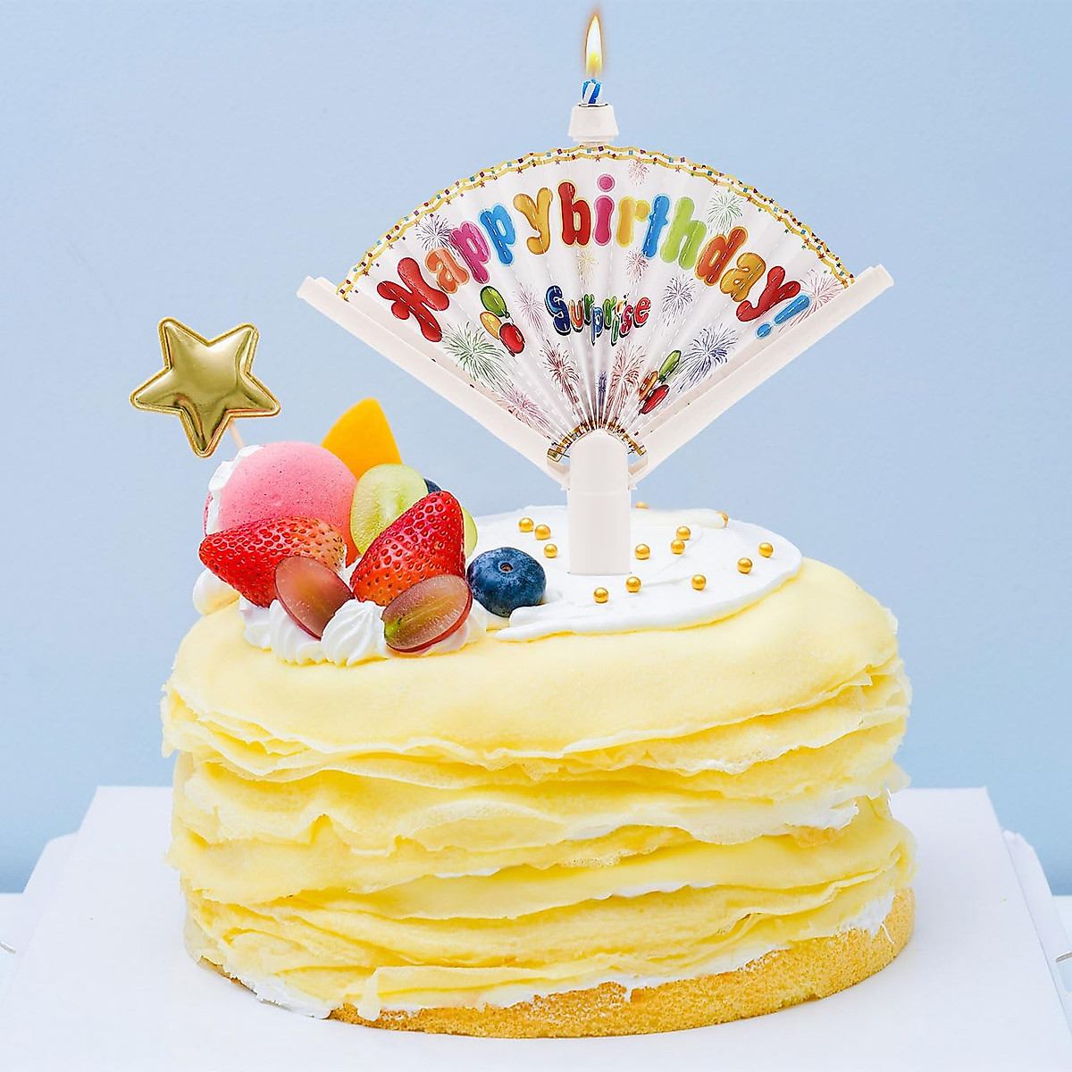 2pcs Novelty Fan Birthday Candle, Pop-up Surprise Clown Birthday Candles Funny Cake Topper Candle Trick Candles Creative Happy Birthday Candles for Party Supplies