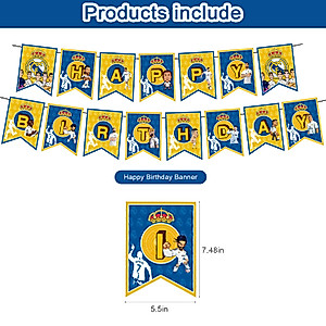 Real Madrid CF Party Decorations,Soccer Birthday Party Supplies Includes Banner - Cake Topper - 12 Cupcake Toppers - 18 Balloons