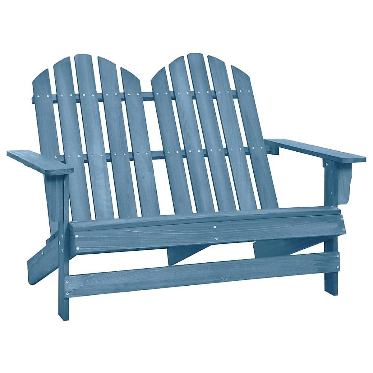 Tidyard 2-Seater Patio Adirondack Chair Solid Wood Fir Blue Outdoor Fire Pit Chair Wooden Garden Armchair for Porch Pool Lawn Deck Backyard Balcony Outdoor