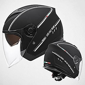 Fashion Open Face Helmets for Men Women, 3/4 Vintage Motorcycle Scooter Jet Helmet, Light Breathable Quick Buckle Retro Half Helmet for ATV Moped Scooter Cruiser, ECE/DOT Approved-F-58-62CM