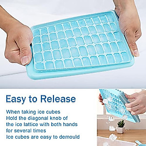 Orelex Ice Cube Tray for Freezer, 2Packs Ice Trays with Lid and Bin for 110 Ice Cubes, Easy-Release Ice Tray, Stackable Ice Cube Molds Perfect for Cocktails/DIY Food/Coffee/Whisky/Waterbottles(Blue)