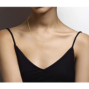 Miabella Solid 18K Gold Over 925 Sterling Silver Italian 2.5mm Paperclip Link Chain Necklace for Women, Made in Italy (18 Inches (women's average length))