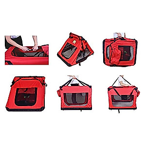 Go Pet Club 48" Soft Collapsible Dog Crate for Dogs, Portable Pet Carrier, Thick Padded Pet Travel Crate for Indoor & Outdoor, Soft Sided Pet Foldable Kennel Cage with Durable Mesh Windows, Red