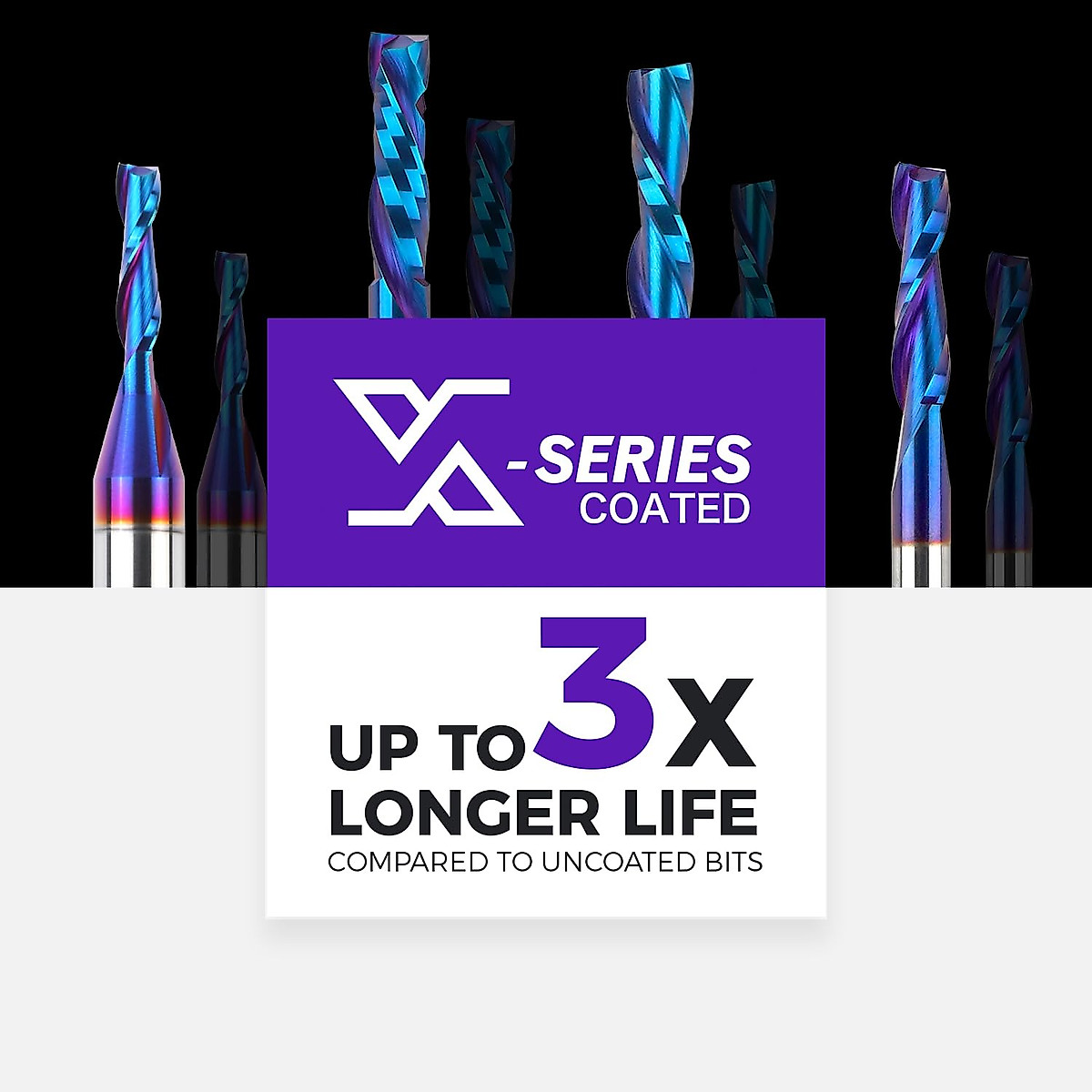 ZahyoX 1/4 Inch Shank Downcut Spiral Router Bit, Nano Coated Solid Carbide Straight CNC End Mill for Wood, 1/4 Dia x 1 CL x 2-1/2 OVL