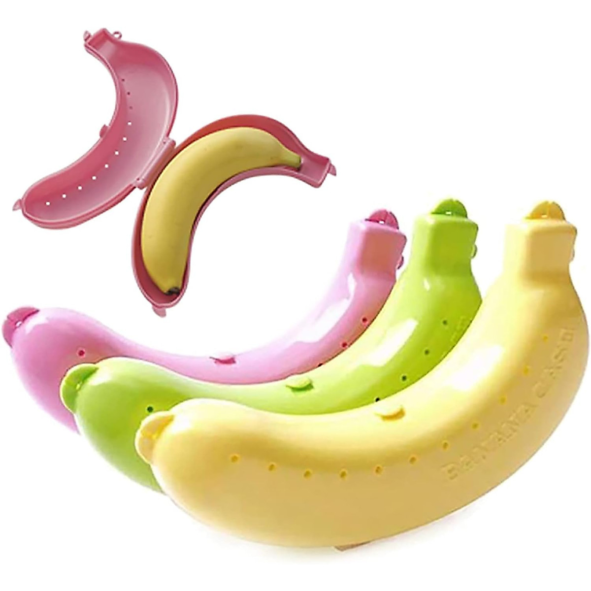 Yellow Banana Storage BPA-Free Outdoor Travel Case,Keep Fresh Banana Keeper and Protector, Cute Banana Carrier Storage Box for Picnic Camping,Food Containers