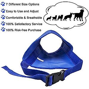 Coppthinktu Dog Muzzle Suit, 7PCS Dog Muzzles for Biting Barking Chewing, Adjustable Dog Mouth Cover for Small Medium Large Dogs, Soft Comfortable Dog Muzzle for Long Snout