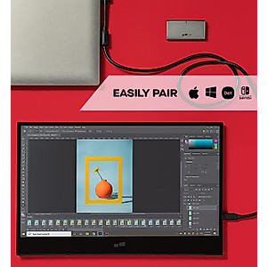 Mobile Pixels Glance Portable Monitor, 16" FHD 1080P Monitor, Travel Monitor with Dual Speakers, Tilt Adjustment & Non-Slip, HDMI USB C Connection Plug & Play Extra Monitor for Laptop, macOS, Windows