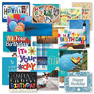 Mega Birthday Greeting Card Value Pack - Set of 40 (20 Designs), Large 5" x 7", Birthday Cards with Sentiments Inside, White Envelopes