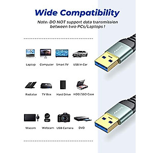 AINOPE [2 Pack] USB 3.0 Cable, USB to USB Cable, USB A Male to Male Cable [3.3FT+ 3.3FT] [Never Rupture] Double End USB Cord Compatible with Hard Drive Enclosures, DVD Player, Laptop Cooler and More