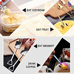10Pcs Shovel Spoons Stainless Steel Spoon Reusable Dessert Spoons for Coffee Tea Ice Cream Fruit Sugar Cake
