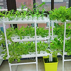 LAPOND Hydroponic Grow Kit, Hydroponics Growing System 3 Layers 108 Plant Sites Food-Grade PVC-U Pipes Hydroponic Planting Equipment with Water Pump, Pump Timer for Leafy Vegetables