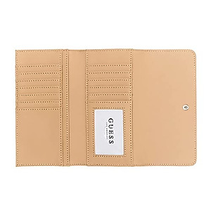 GUESS Women's Evanston Logo Print Slim Trifold Wallet Clutch Bag - Dark Brown