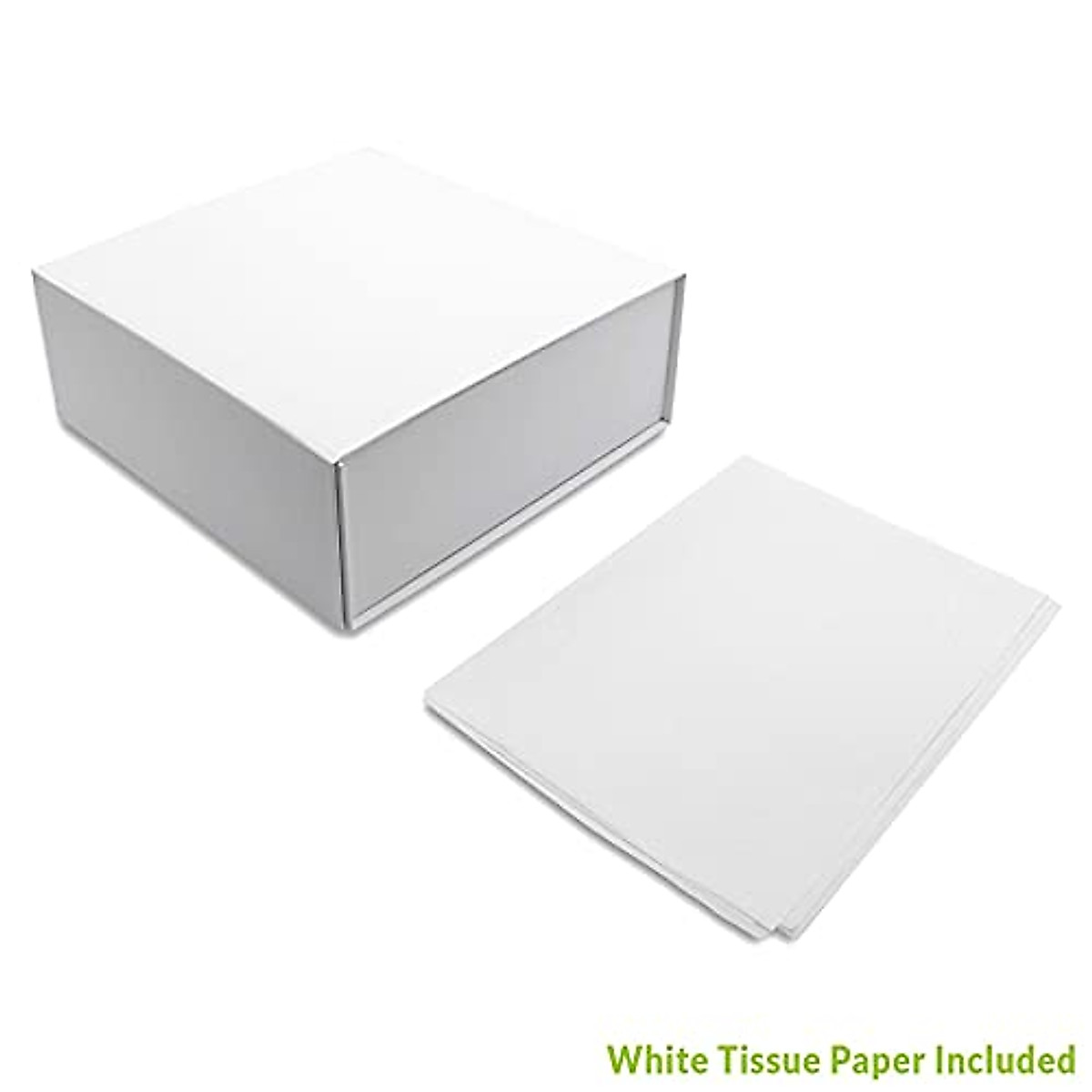 White Gift Box - 1 Pack Small Collapsible Magnetic Lid Luxury Cardboard Box for presents, gifts, Ornaments, Holiday, Weddings, Events, Small Businesses, Organization, Supplies, Crafting - 9.4x9.4x3.7