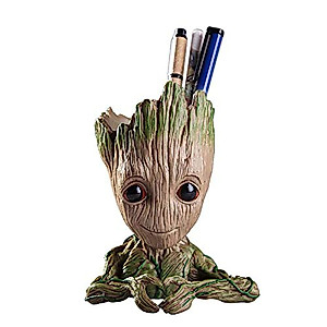 Baby Groot Flowerpot Tree Man Planter Flower Pot with Drainage Hole Pencil Pen Holder,Diligencer Office Party Ornament Christmas Birthday Gift Planter 6