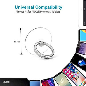 zylee Cell Phone Ring Holder Stand, Upgraded Transparent Phone Ring Holder 360° Rotation Phone Ring Holder Finger Kickstand Phone Ring Grip(2Silver+2Rose Gold)