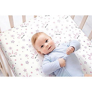 4 Pack Soft Baby Girl Crib Sheets for Standard Crib Mattress Unicron Rainbow Heart Cute Neutral Polyester Unisex Fitted Crib Sheets Set for Baby Girls