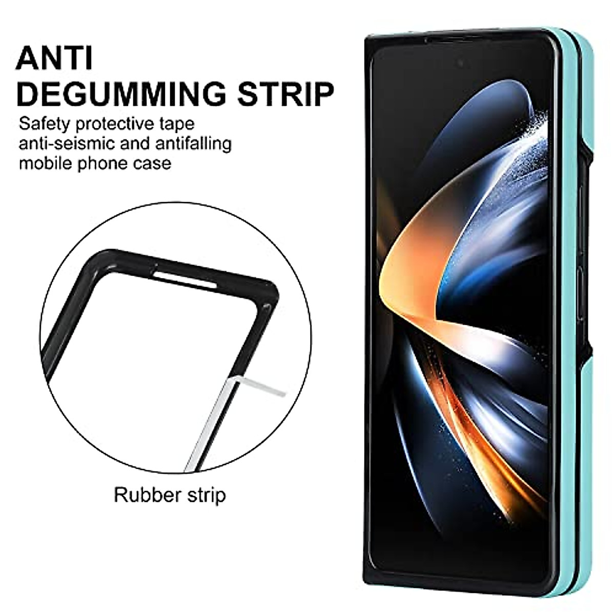 EAXER for Samsung Galaxy Z Fold 3 Case, Luxury Shockproof PU Leather Folding Phone Protective Case Cover (Light Blue)