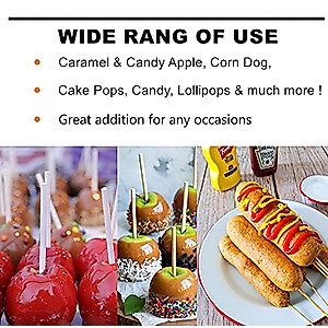 Gere Thick Candy Apple Sticks,120 Pack, 7 Inch 5mm,Caramel Apple Sticks, Bamboo Skewers for Corn Dog, Corn Cob, Kabob, Lollipop, Grill, Semi Point Food Caramel 120 pcs