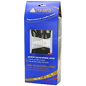 ITA-MED Breathable Elastic Back & Abdominal Support Brace – Unisex, 8” Wide, White, Large