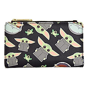 Loungefly Star Wars The Mandalorian Baby Yoda All Over Print Faux Leather Wallet