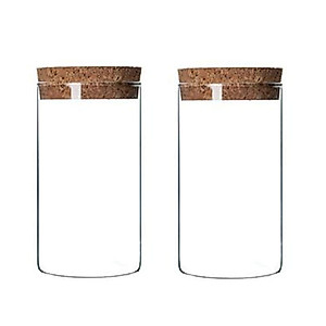 2Pcs 300ml/10oz Empty Clear Glass Bottles with Cork Stopper - Refillable Dry Food Goods Storage Container Vial Jars For Flower Tea Dry Fruit Nuts Candy Seasoning and Other Small Items