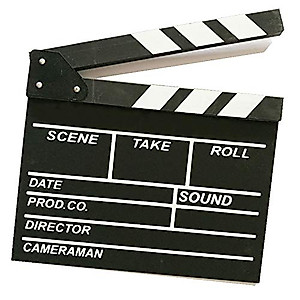 KISEER 12"x11" Movie Film Clap Board Wooden Movie Clapboard Film Clapper Board, Black & White