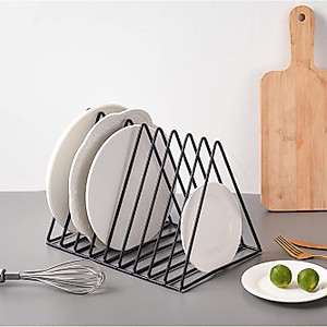 Ylu Yni 2 Pcs Set, Black Triangle Metal Wire Vinyl Record Storage, Plate Rack, Storage Holder for Magazines, Files, Albums Folders, Newspapers, 9 Slot (2PCS)