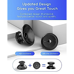 Replacement Thumbsticks for Meta Quest 2 Controller, AOLION Oculus Quest 2 Replacement Parts with 2 Intelligent Sensing Thumbsticks, 4 Thumb Grips