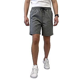 Southpole Men's Quick-Dry Water Resistant Nylon Shorts Inseam 7", Grey, Small