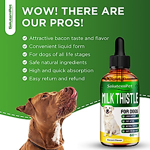 Milk Thistle for Dogs and Puppies | Liver Support for Dogs | Kidney Support for Dogs | Dog Liver Supplement | Herbal Composition Only | Attractive Bacon Flavor | 2 Oz