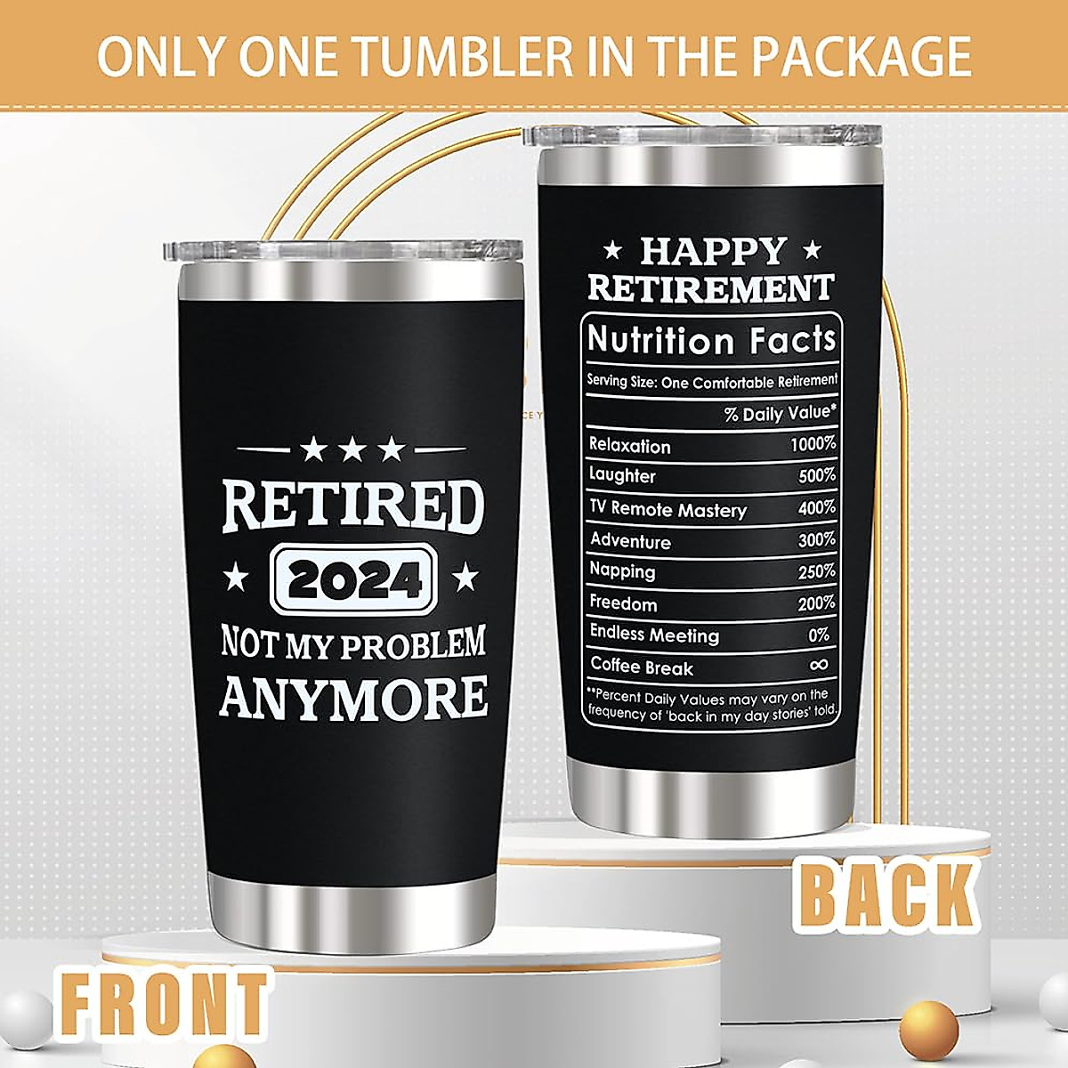 QTDS Retirement Gifts for Men 2024 - Best Funny Retirement Gifts for Teachers Coworkers Boss Doctors - Retired Gifts for Men, Humorous Happy Retirement Gifts, 20 Oz Retirement Coffee Tumbler Cup