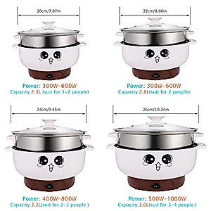 MINGPINHUIUS 4-in-1 Multifunction Electric Cooker Skillet Wok Electric Hot Pot For Cook Rice Fried Noodles Stew Soup Steamed Fish Boiled Egg Small Non-stick with Lid (3.2L, with Steamer)