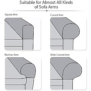 1 Pair Sofa Arm Cover, PU Leather Stretch Armrest Cover Anti-Slip Furniture Protector Slipcovers for Armchairs Sofa Couches Recliner-Taupe