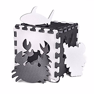 FUN LITTLE TOYS 36PCS Foam Play Mats for Baby, Soft Foldable Interlocking Foam Floor Tiles Puzzle Mat with Fence for Kids Toddlers Childrens Playpen Playroom Crawling 56 x 56 Grey