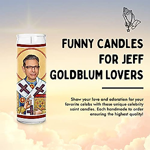 Goldblum Celebrity Prayer Candle - Funny Saint Candle - 8 inch Glass Prayer Votive - 100% Handmade in USA - Novelty Celebrity Gift