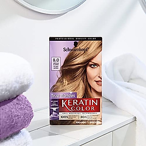 Schwarzkopf Keratin Color Permanent Hair Color Cream, 8.0 Medium Blonde