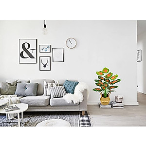 Rozwkeo Artificial Plants Fake Turtle Tree Leaves with Stems 29" Tall Faux Palm Tree Large Imitation Frond Monstera Leaf Tropical Plant Greenery Floral Jungle Party Home Outdoor Garden Decoration