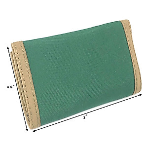 Rainbow of California USA Made Slim Front Pocket Wallet Trifold Inside ID Nylon Cordura Hook & Loop Closure (Hunter Green w/Coyote Brown Trim)