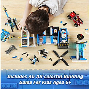 WishaLife City Police Station Toy Building Blocks Set with Prison, Police Car Toy, Helicopter Toy, Buggy Truck Toy, Fun Police Toys Gift for Kids, Boys and Girls Ages 6 Plus