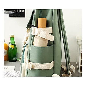 MOJIDUO Kawaii Backpack 4Pcs Set with cute plush Pendants & Badge,High capacity School Bag Cute Aesthetic Backpack