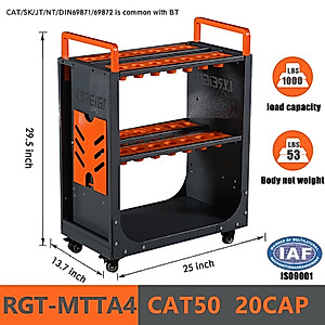 CAT50 Cart-20 Cap CNC Tool Cart，2023 New Model CNC Tool Transfer Cart， CNC Rolling Carts with Wheels， CNC Tools Holders, CNC Tools for CNC Cart, Cat 40 Tool Holder for Storehouse/Factory/Garage