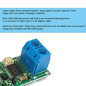Acxico 1Pcs Type-C USB-C PD2.0 3.0 to DC USB Decoy Fast Charge Trigger Poll Detector Charging Module (ZY12PDN with Screw Terminal)